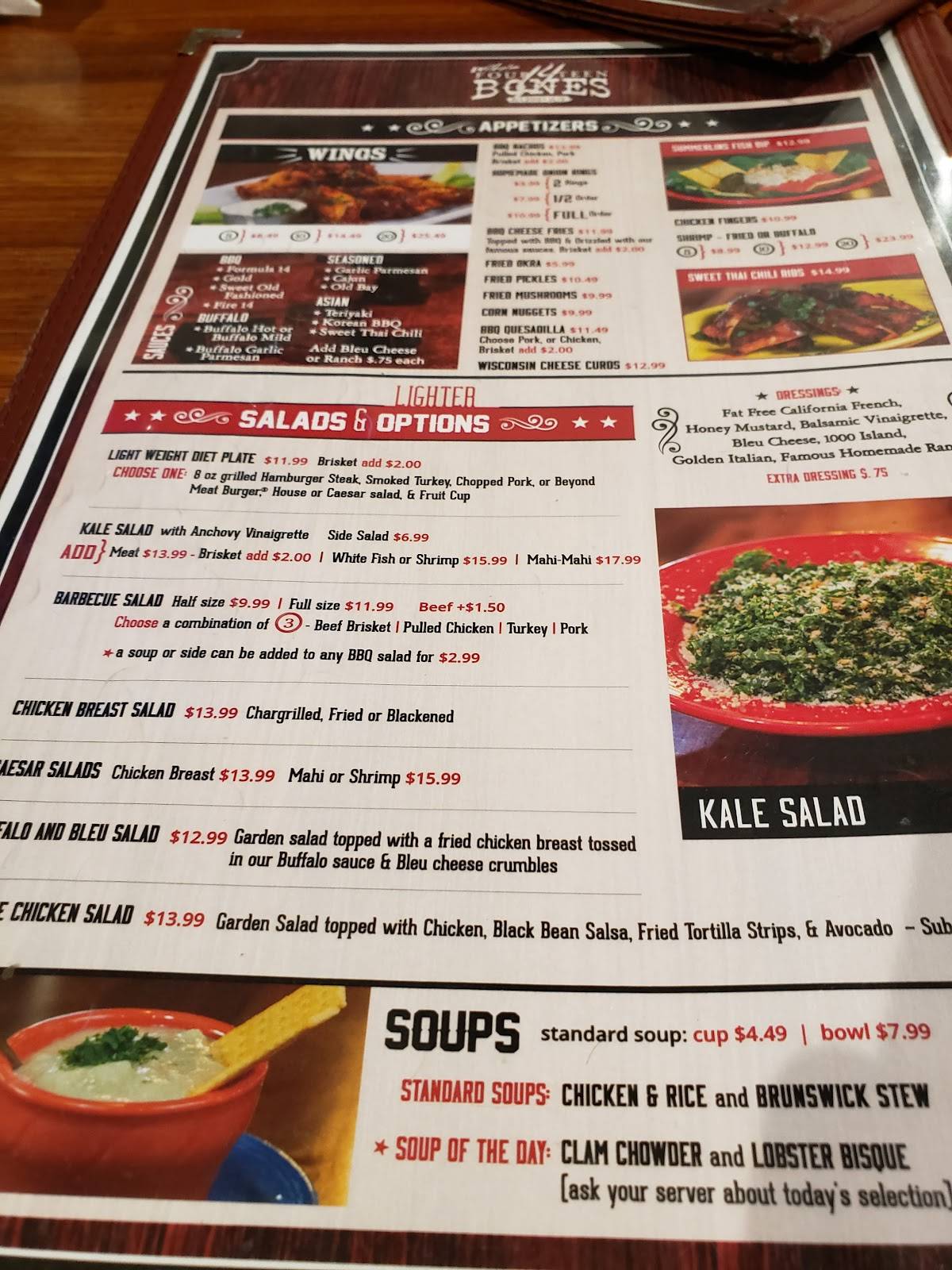 Menu at Wilke's 14 Bones BBQ, Vero Beach