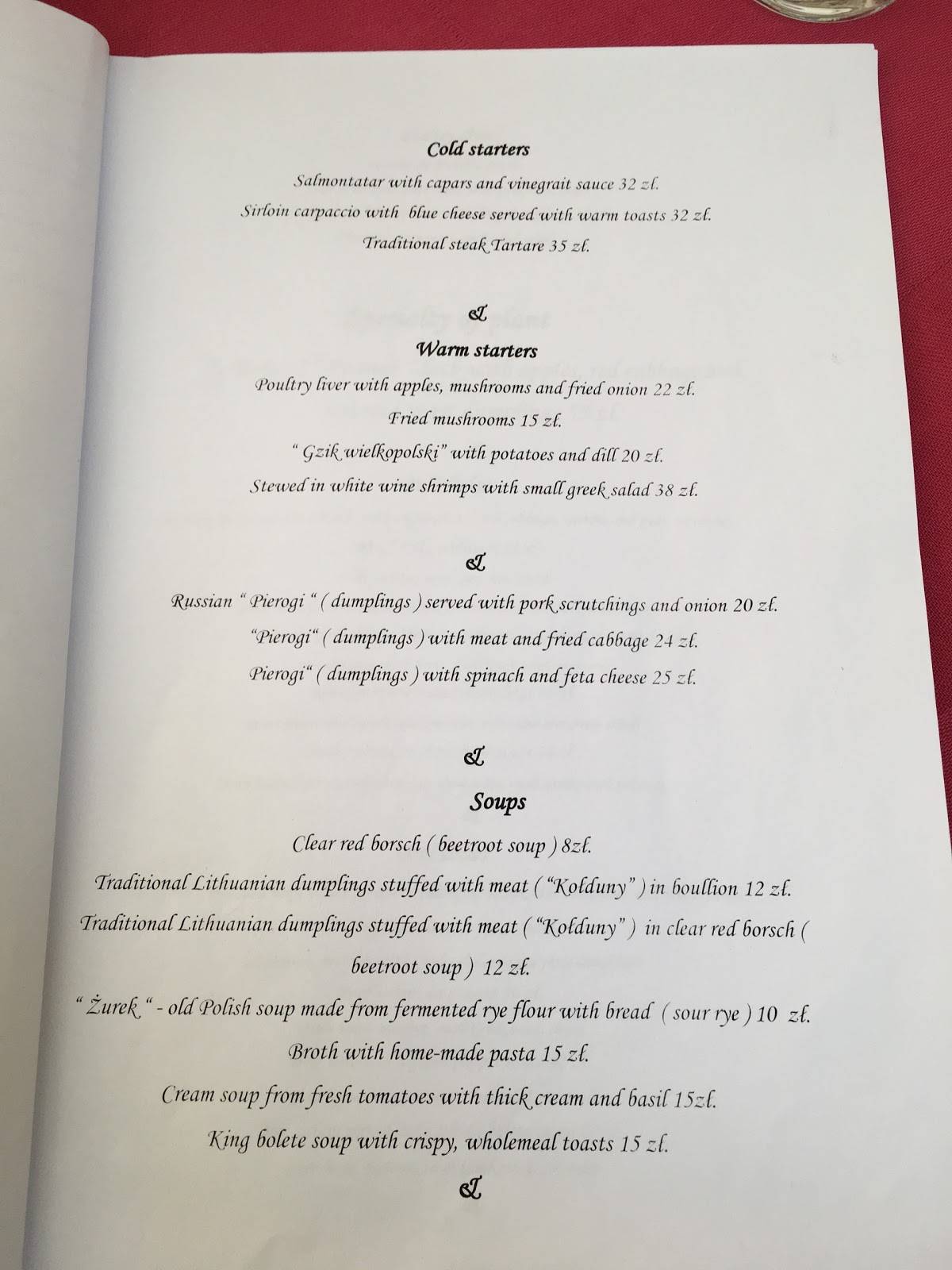 Menu at Willa "Nestor" Restauracja i Noclegi restaurant, Kórnik