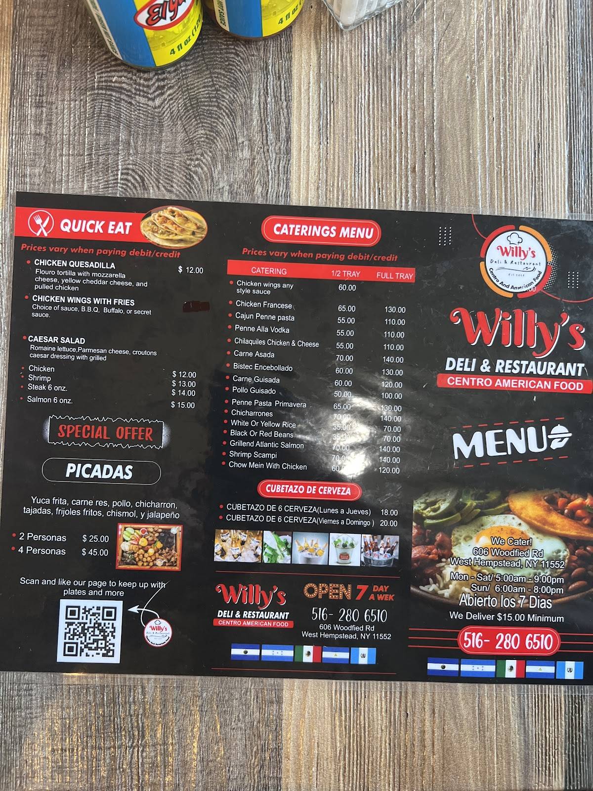 Menu at Willy’s Deli & Restaurant, West Hempstead