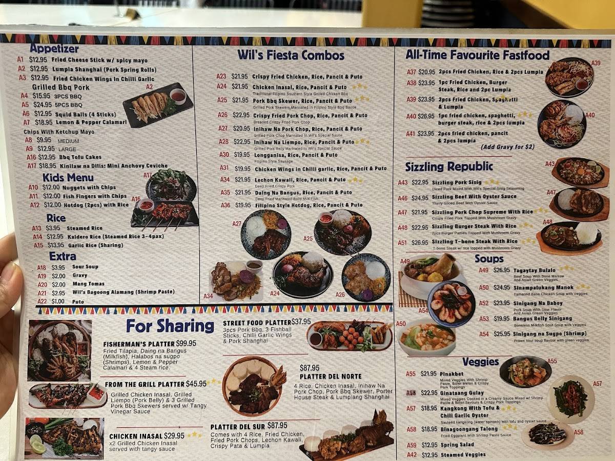 Menu at Wil's Resto restaurant, Sunnybank