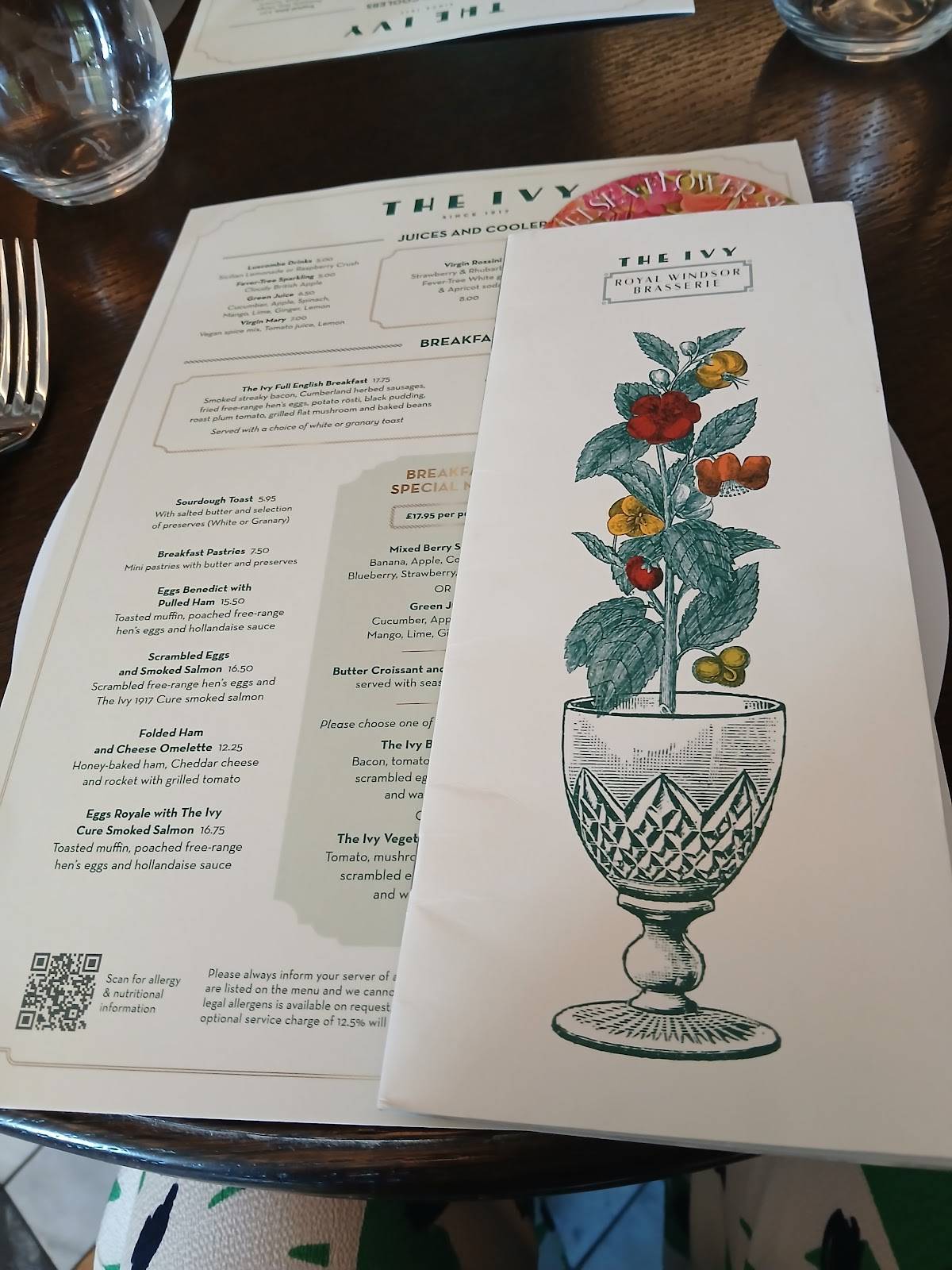 Menu at The Ivy Windsor restaurant, Windsor