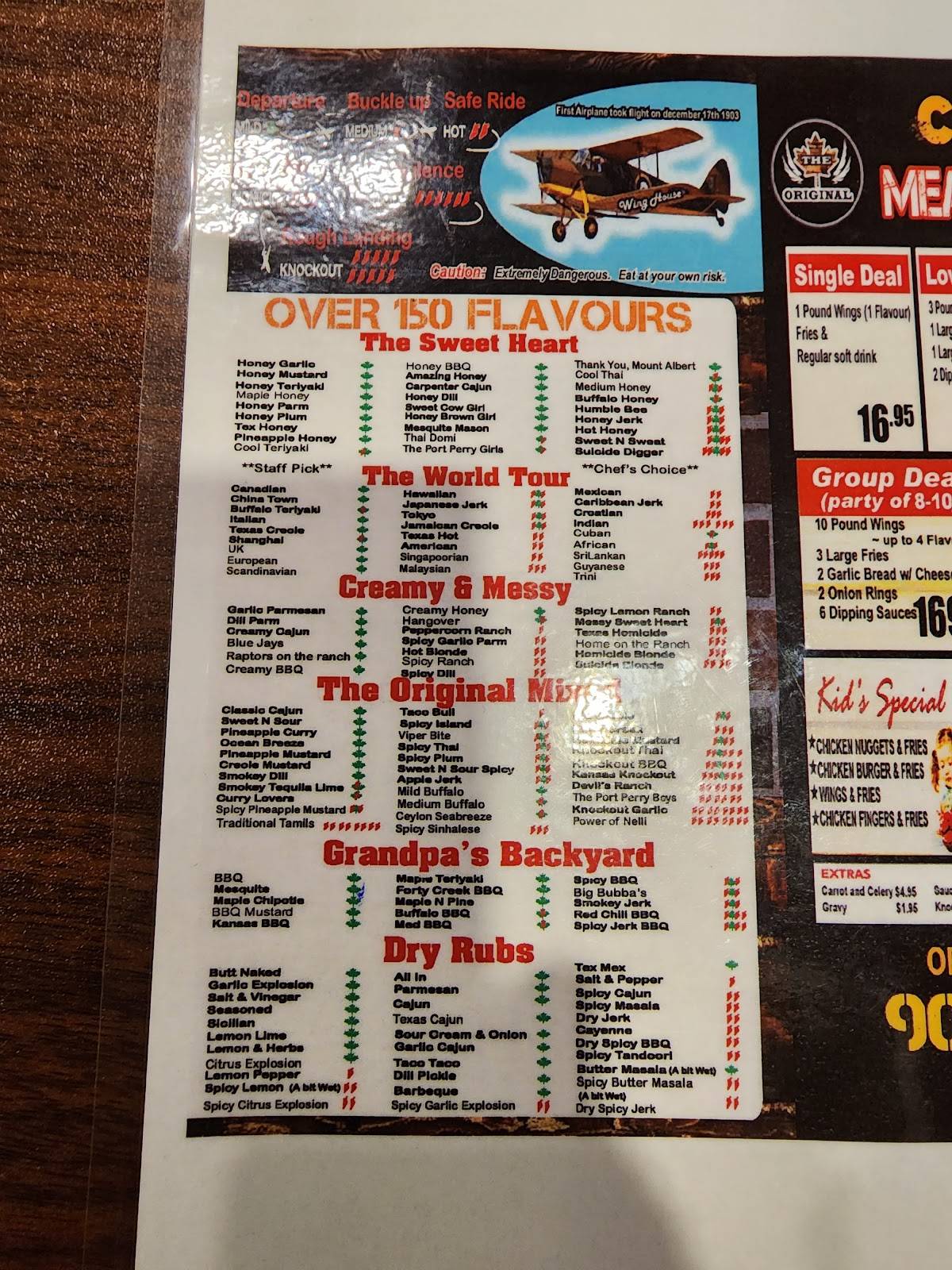 Menu at Wing House Port Perry restaurant, Port Perry
