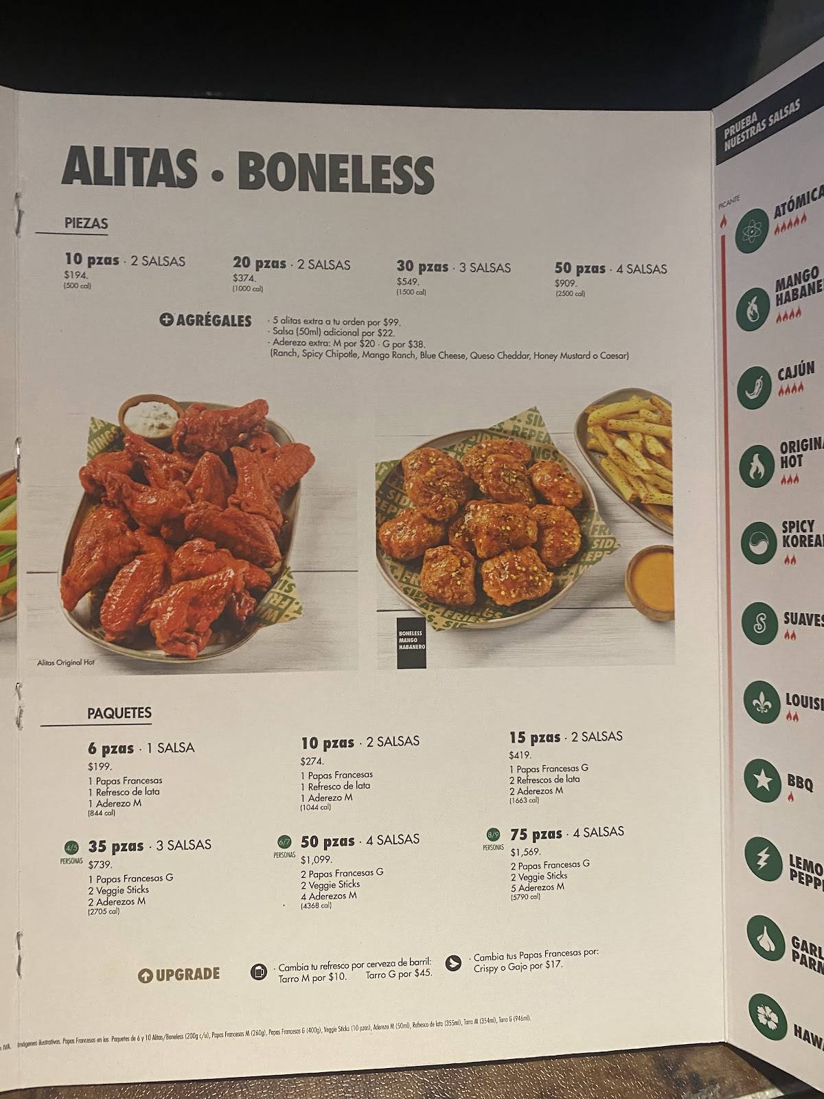Carta de comida rápida Wingstop Coyoacan, Ciudad de México, Aguayo 12