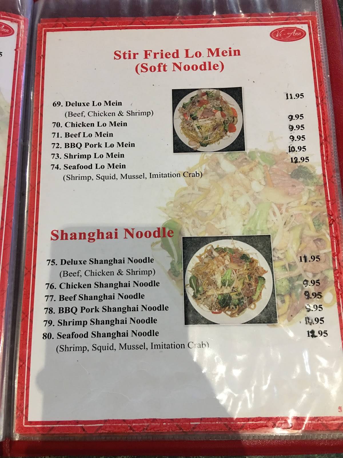 Menu at Vi-Ann Restaurant, Winnipeg, Notre Dame Ave