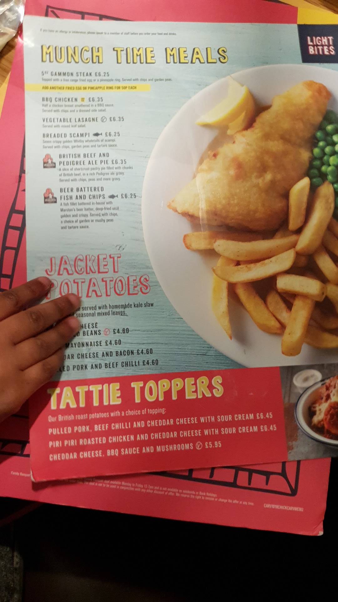 Menu at Winter Green pub & bar, Rotherham, Mitchell Way