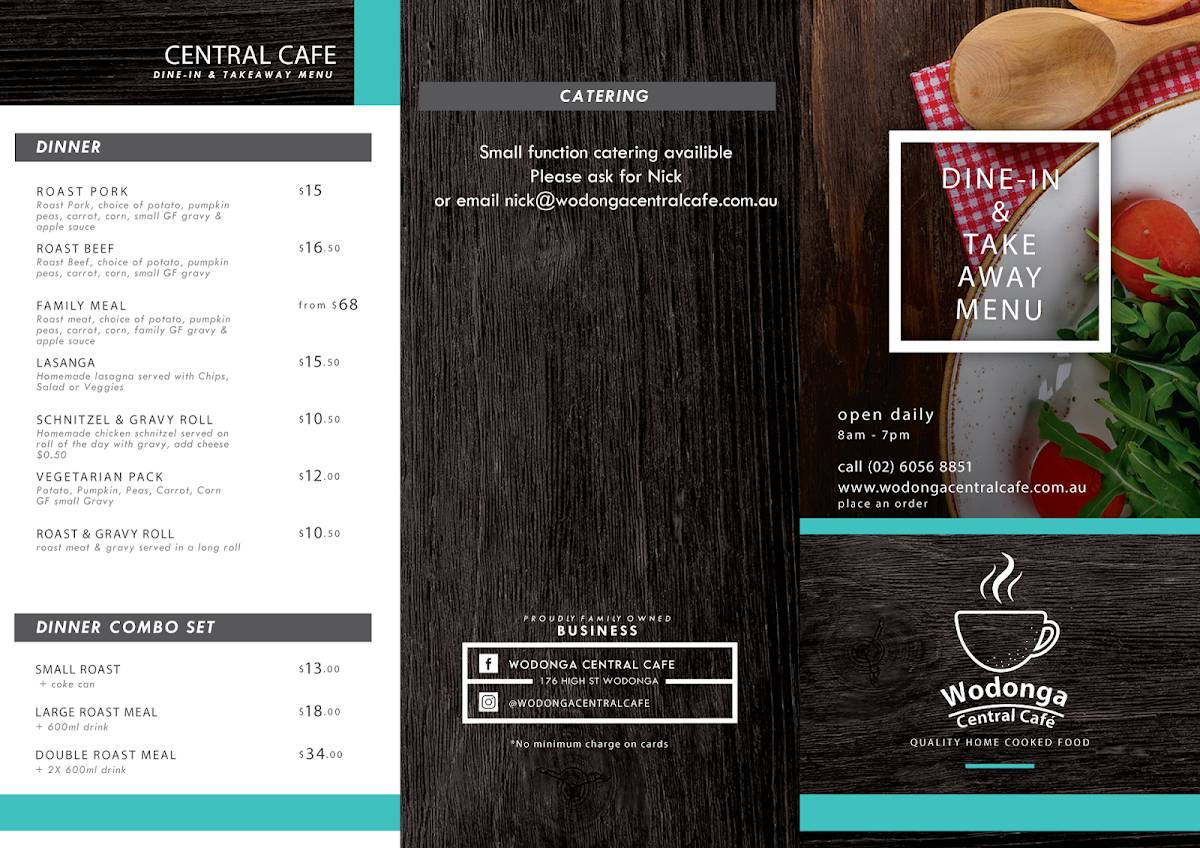 Carta de Wodonga Central Cafe, Wodonga