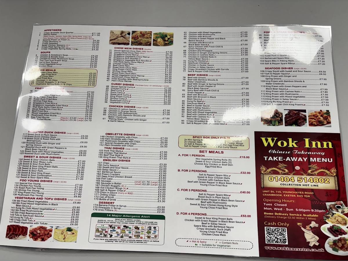 Carta de Wok Inn, Exeter