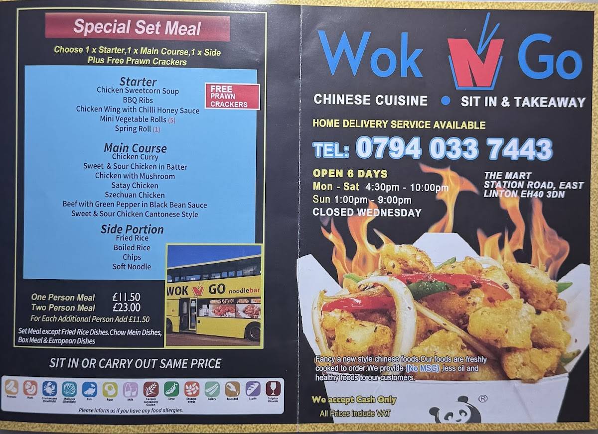 Menu at Wok N’ Go Noodle Bar, East Linton