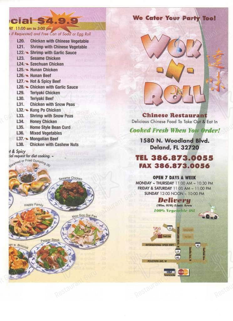 Menu at Wok & Roll restaurant, DeLand