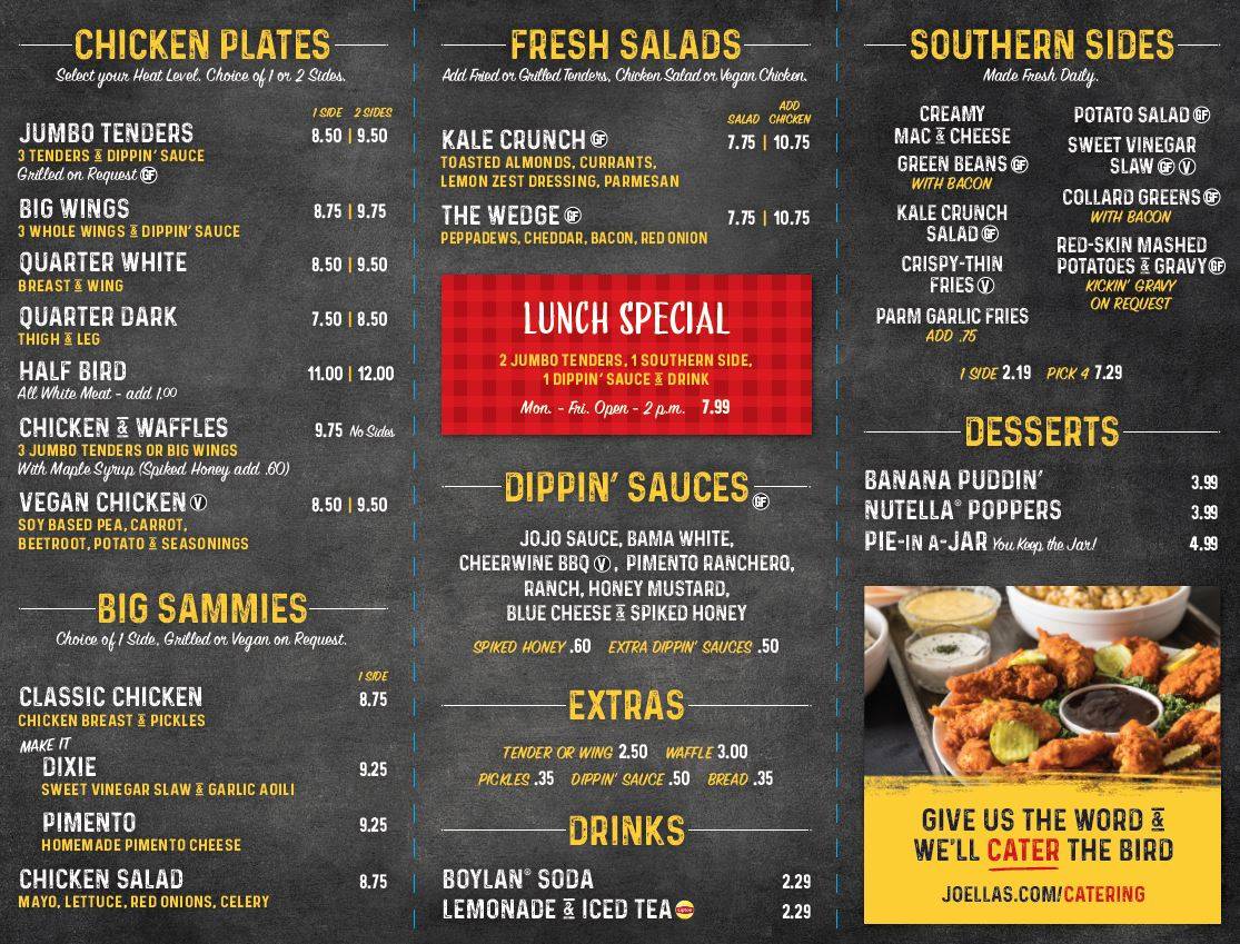 Menu at Joella's Hot Chicken - Woodstock restaurant, Woodstock