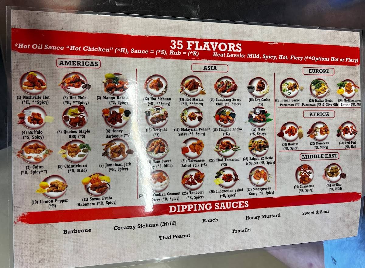 Menu at World Fried Chicken restaurant, Ontario