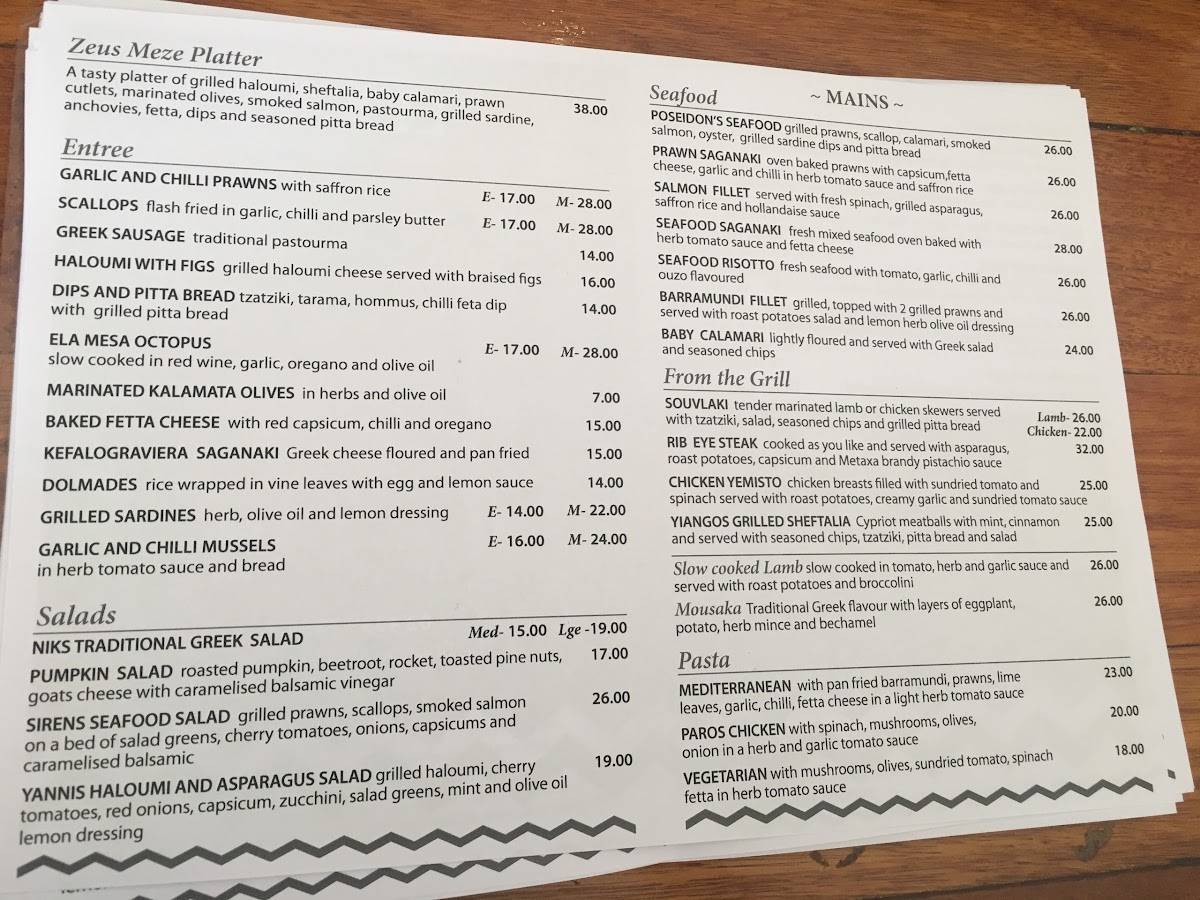 Menu at ELA MESA CAFE RESTAURANT, Woy Woy