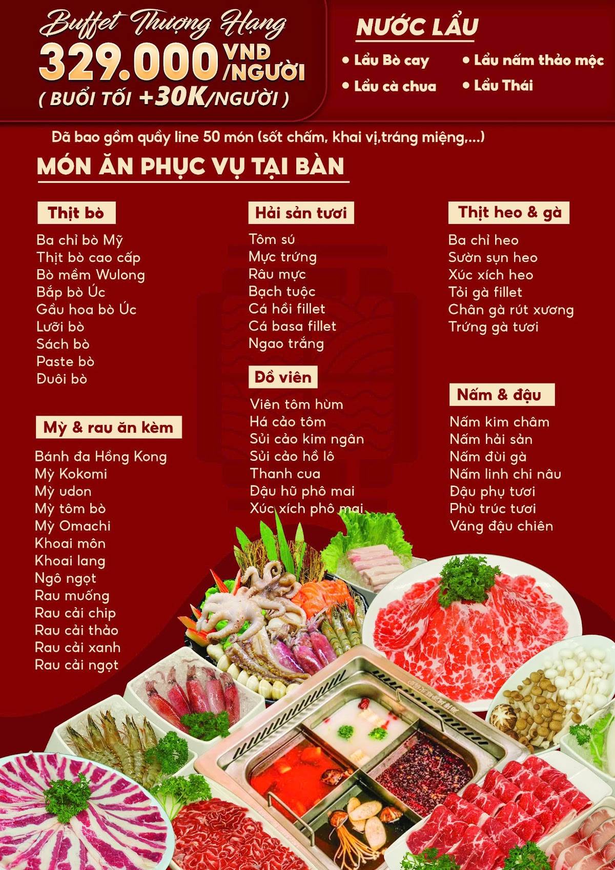 Menu at WuLong - Taiwanese Hotpot Buffet restaurant, Hanoi