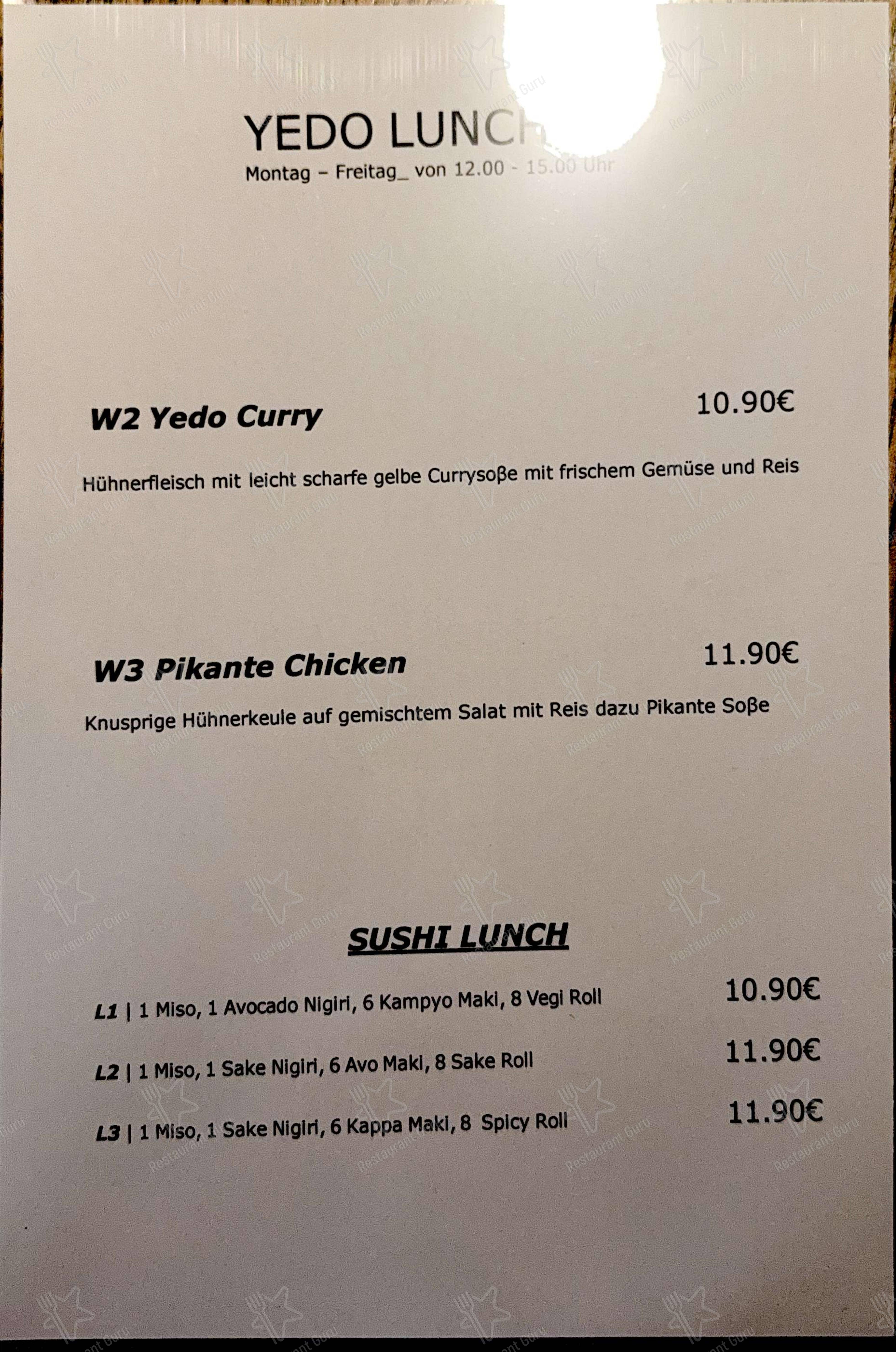 Speisekarte von YEDO Sushi & Fusion Kitchen restaurant, Heilbronn