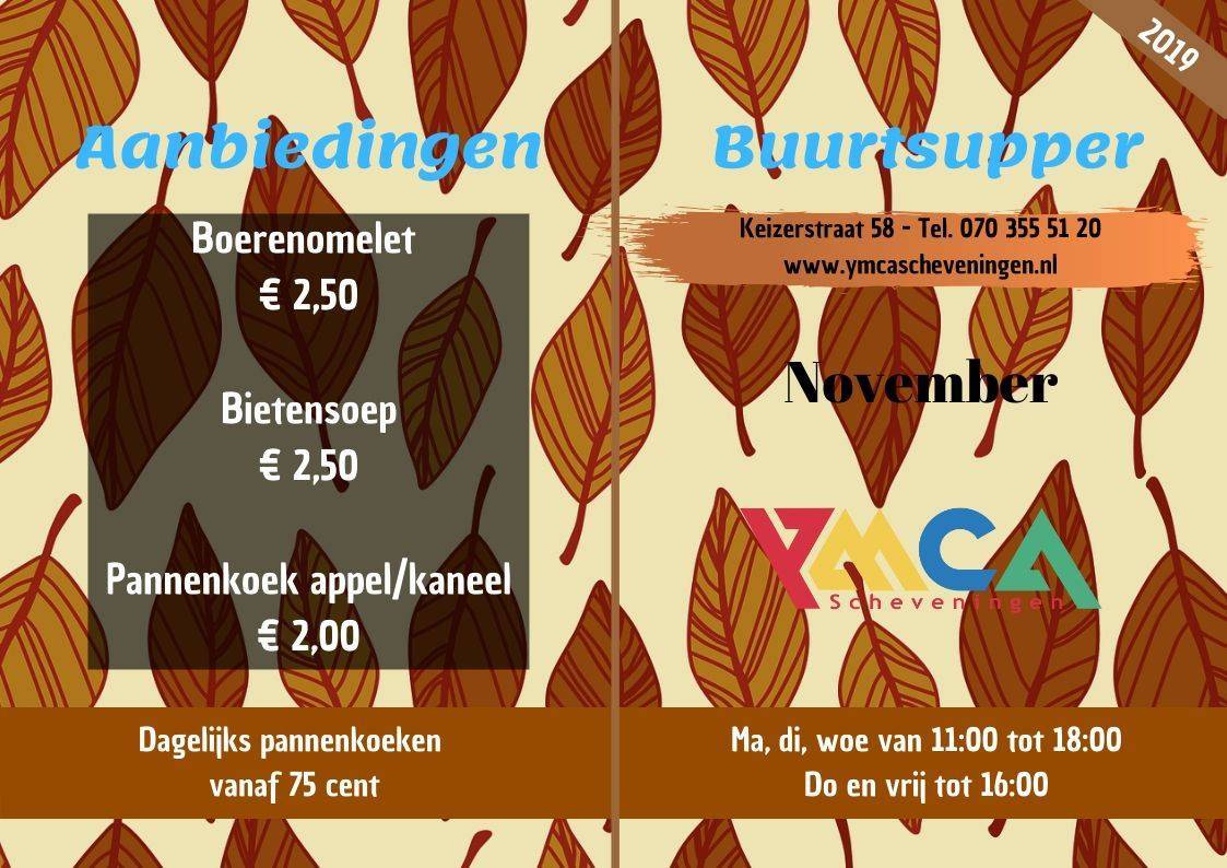 Menu at YMCA Scheveningen, The Hague