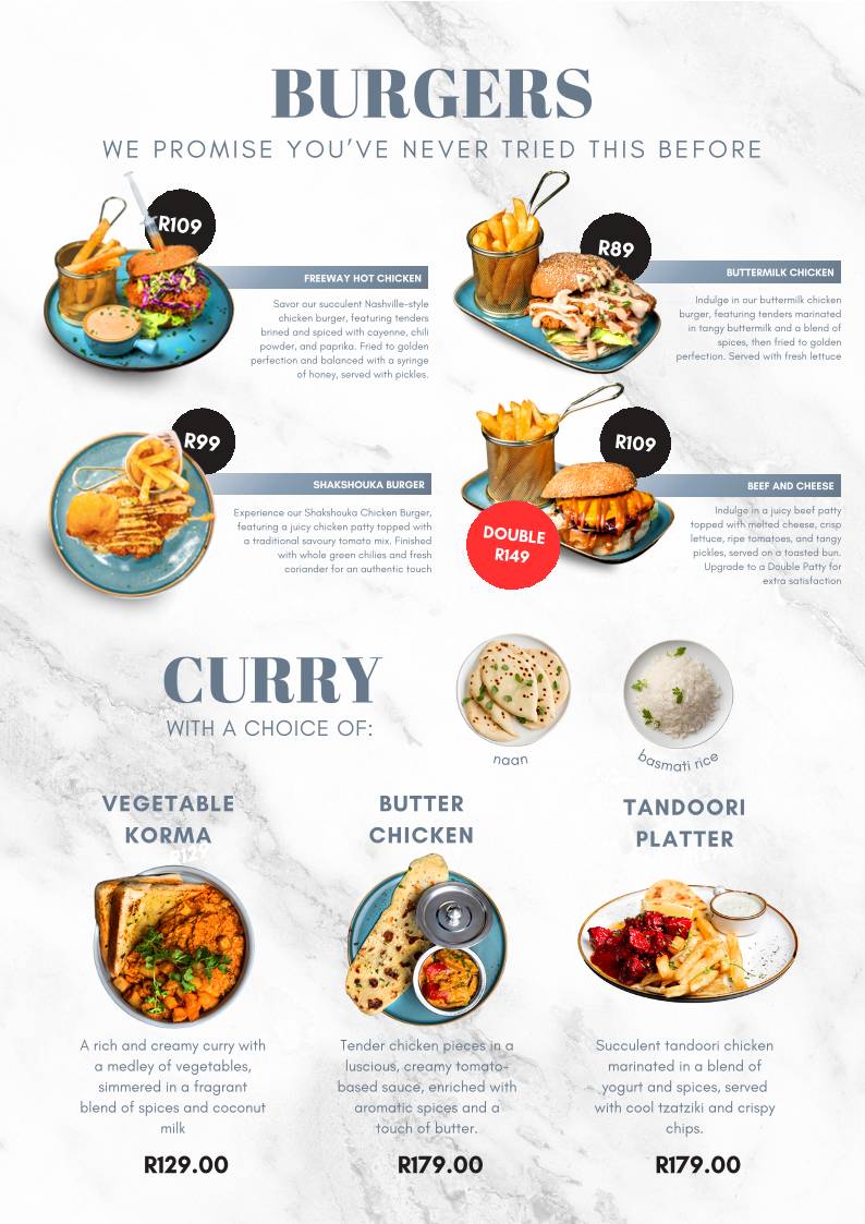 Menu at YML Eatery restaurant, Johannesburg