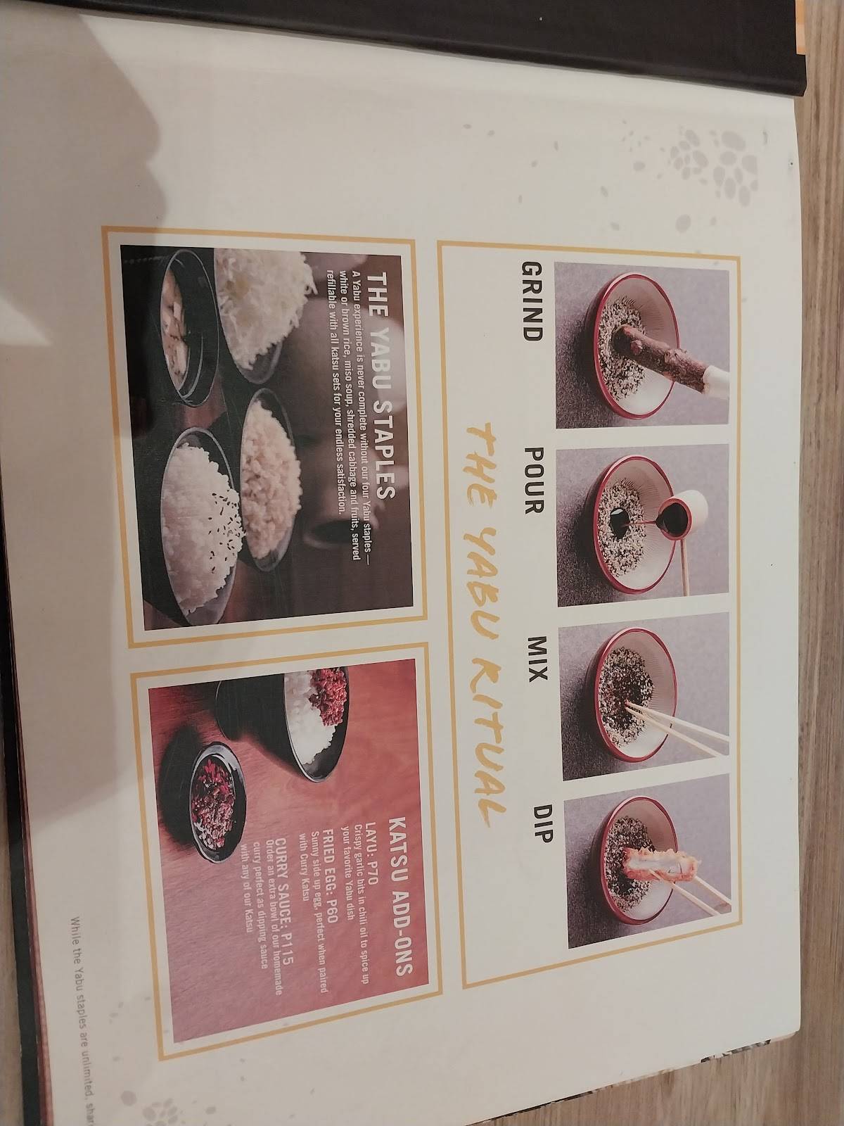 Menu at Yabu: House of Katsu Eastwood restaurant, Quezon City