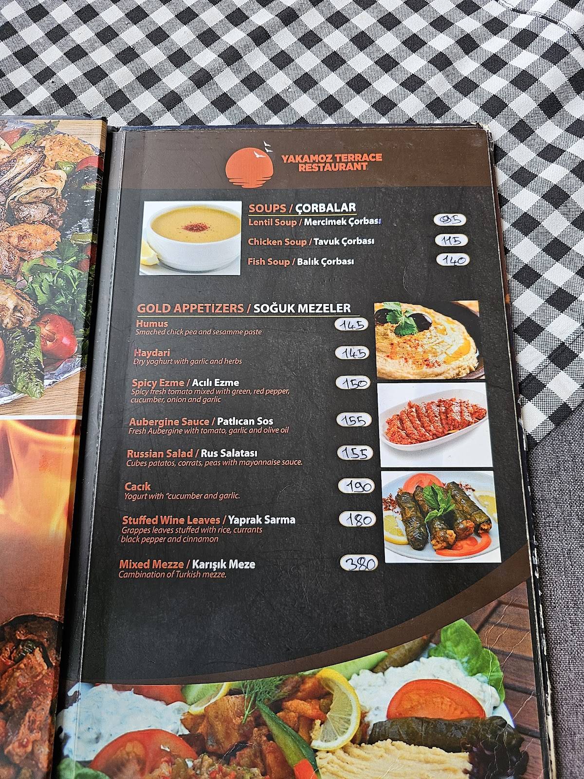 Carta de Yakamoz Teras Restorant, Estambul