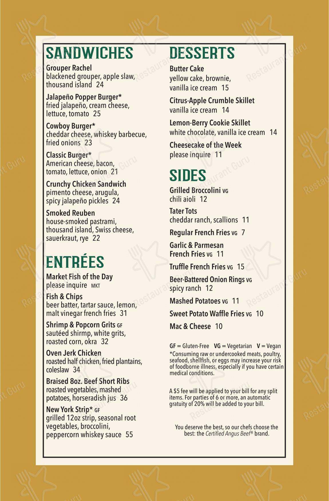 Menu at Yellow Pony Pub and Garden, Ocala