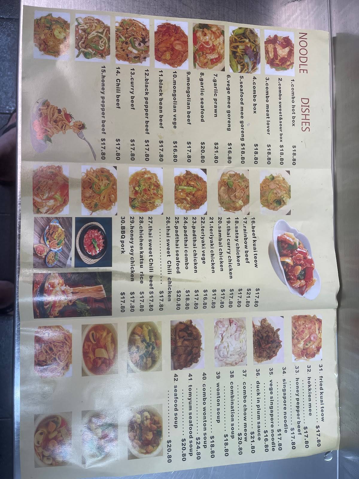 Menu at Yeppoon Noodle House fast food, Yeppoon