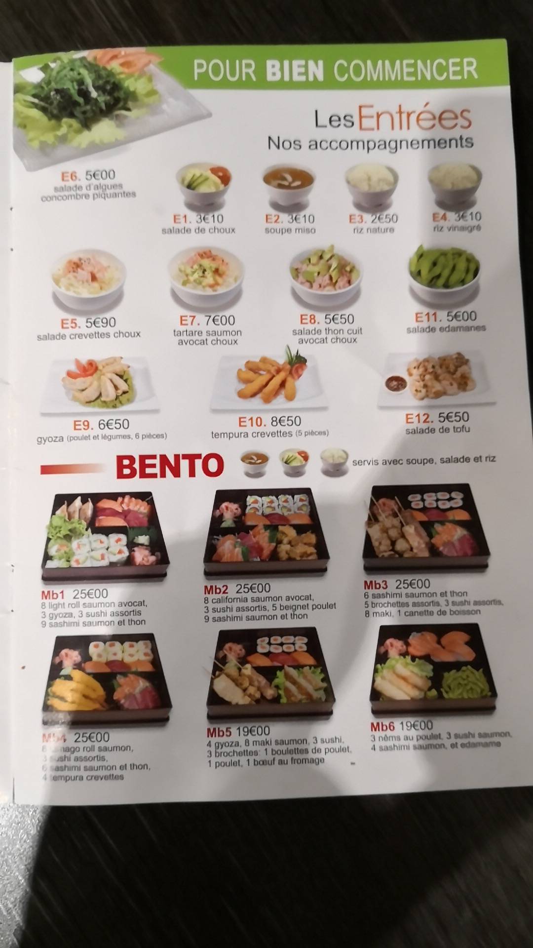 Menu au Yi Sushi fast food, Magny-les-Hameaux