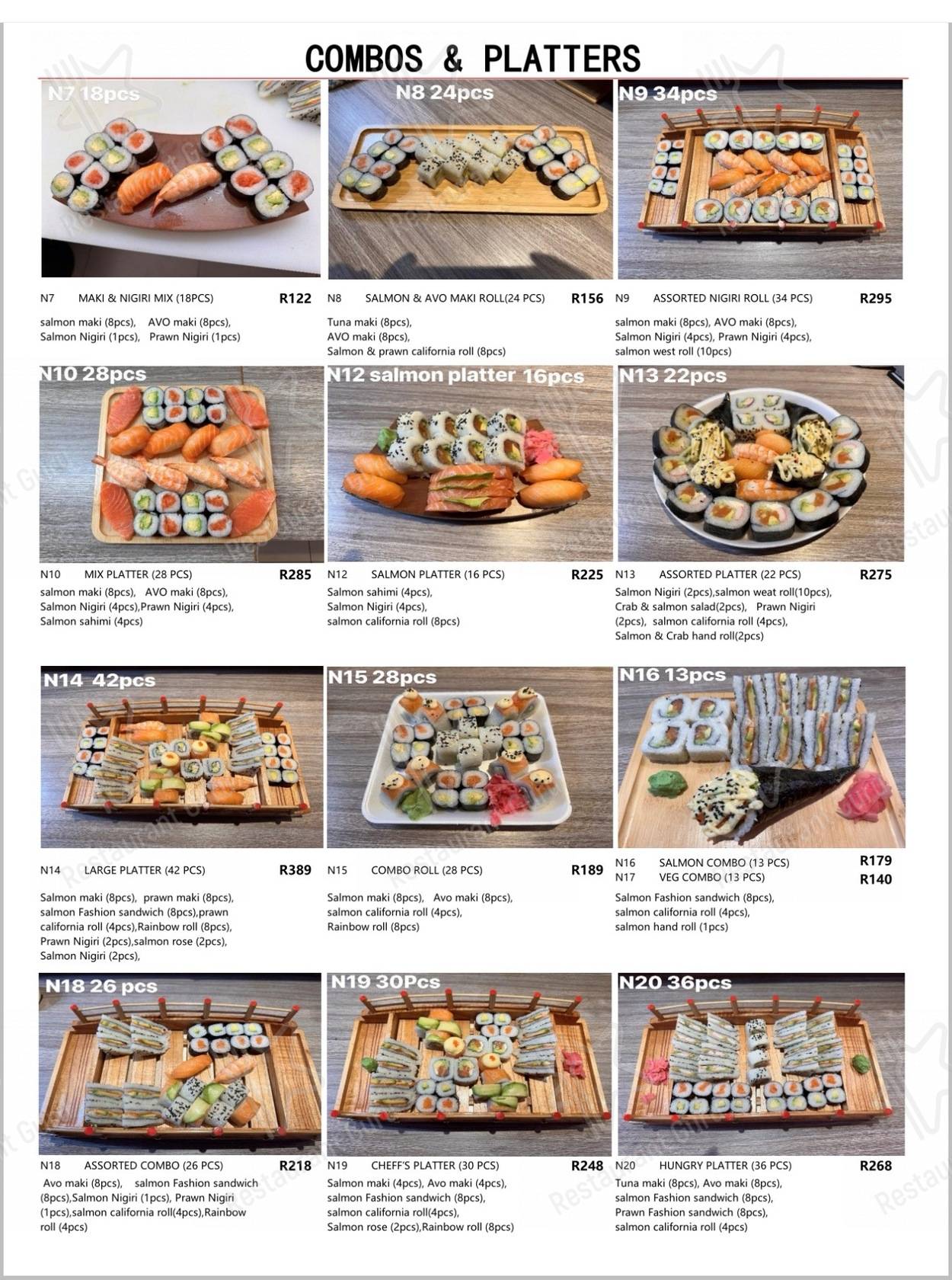 Menu at Yummy Sushi restaurant, Klerksdorp