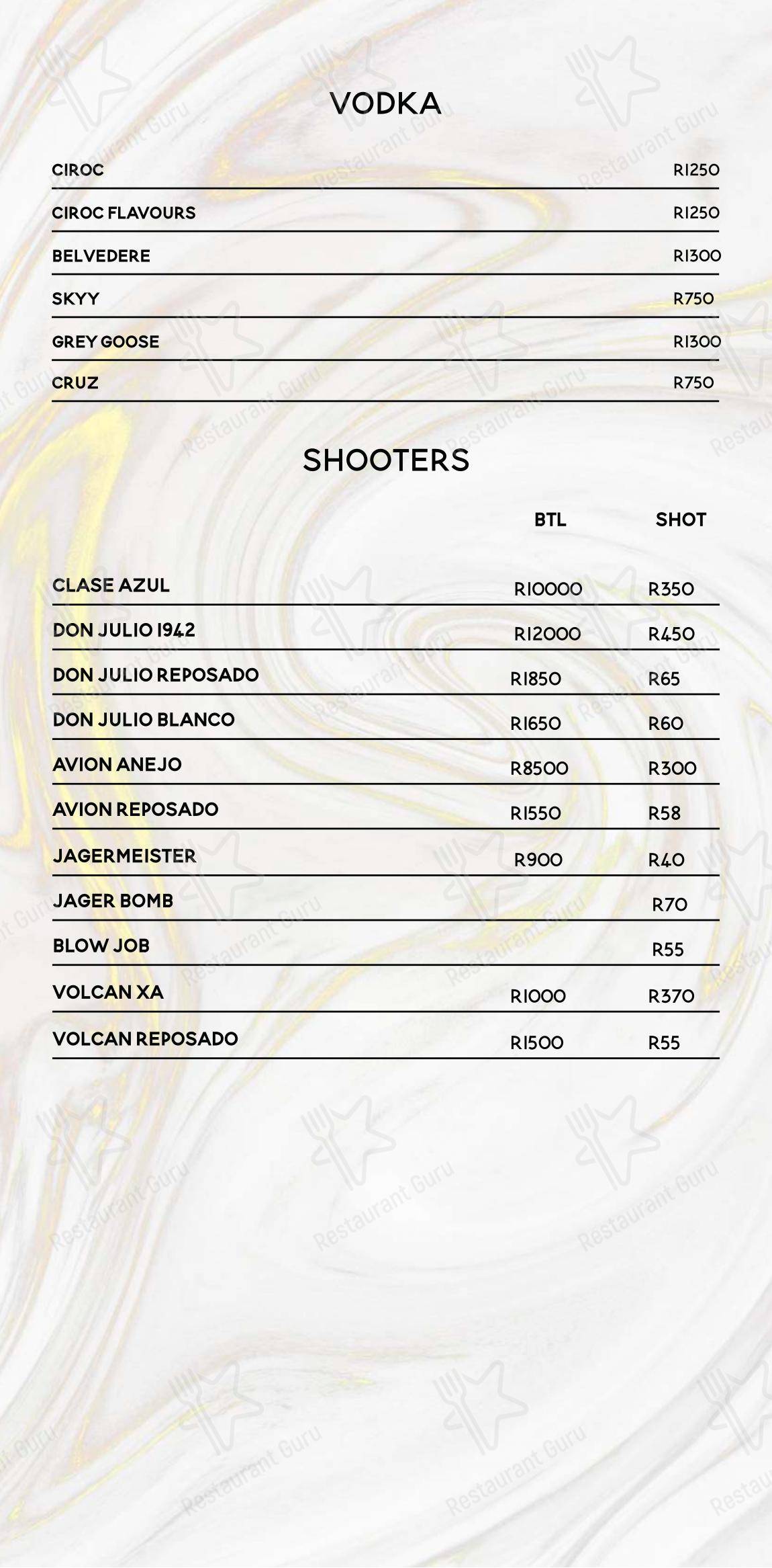 Menu at Zai Restaurant Durban, Durban