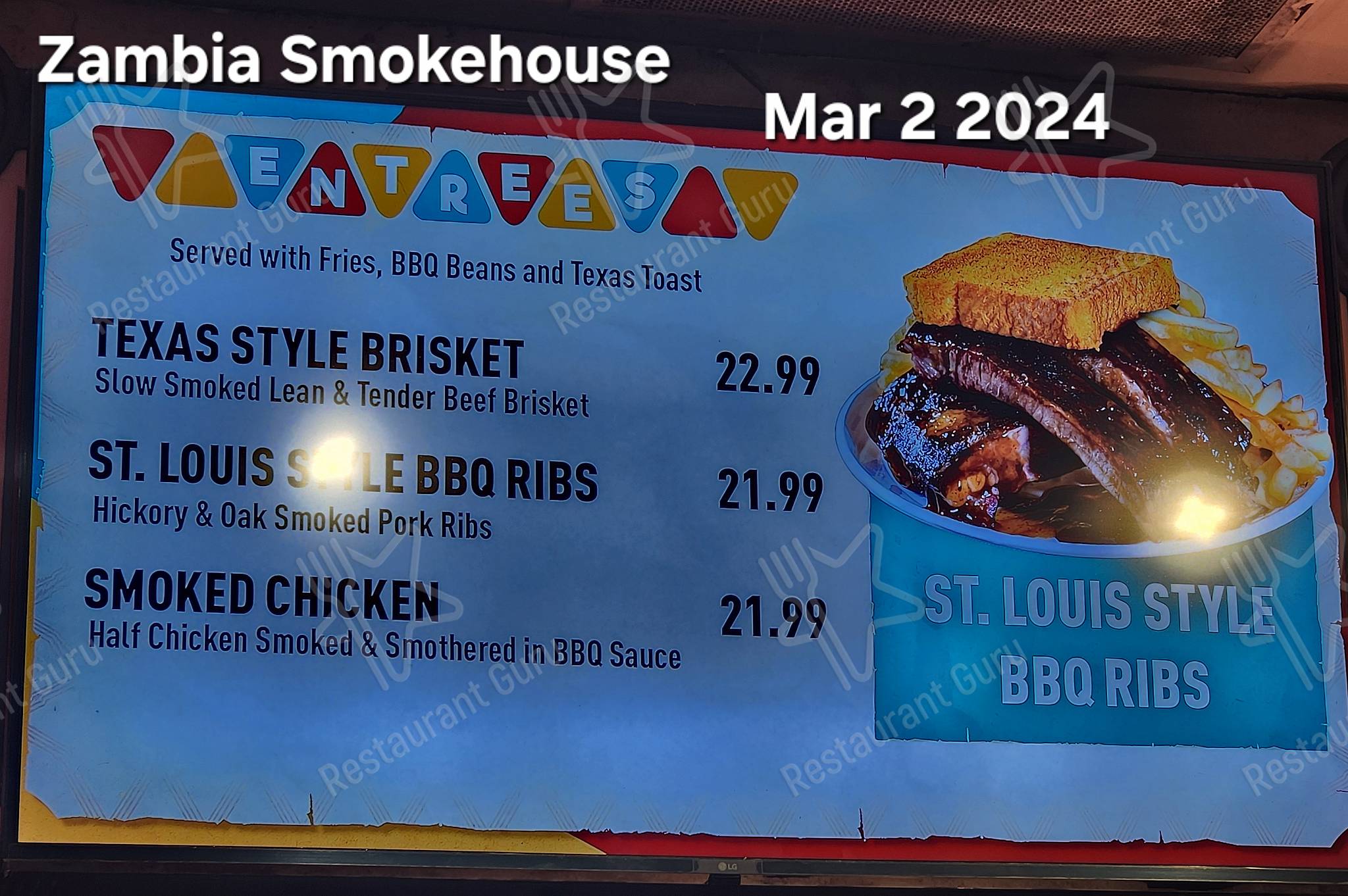 Carta del café Zambia Smokehouse, Tampa, McKinley Dr