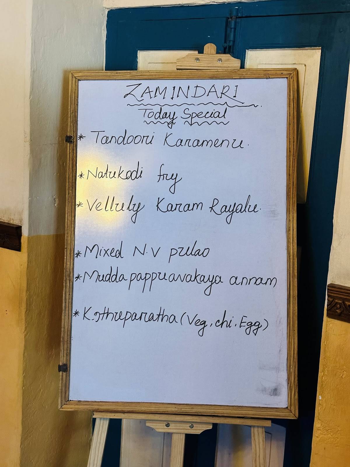 Menu at Zamindari Restaurant, Visakhapatnam
