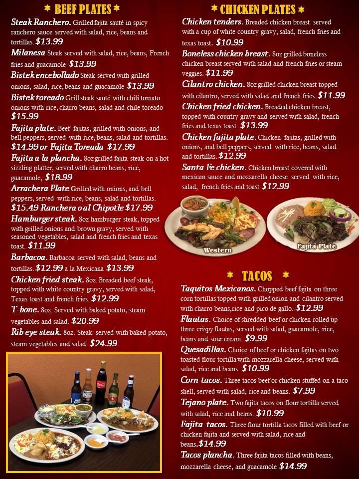 Menu at Zamoras' Restaurant, Edinburg, W Monte Cristo Rd