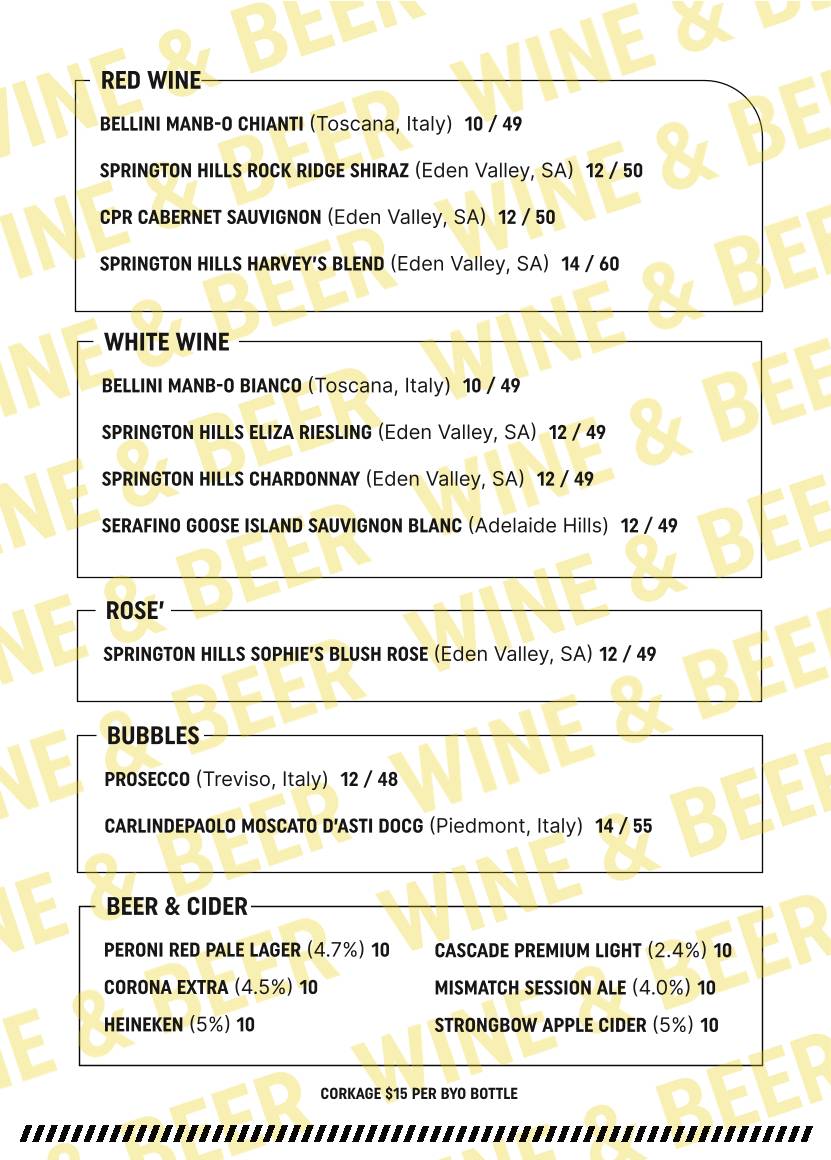 Menu at Zeea's Eatery restaurant, Glenunga, 553 Portrush Rd