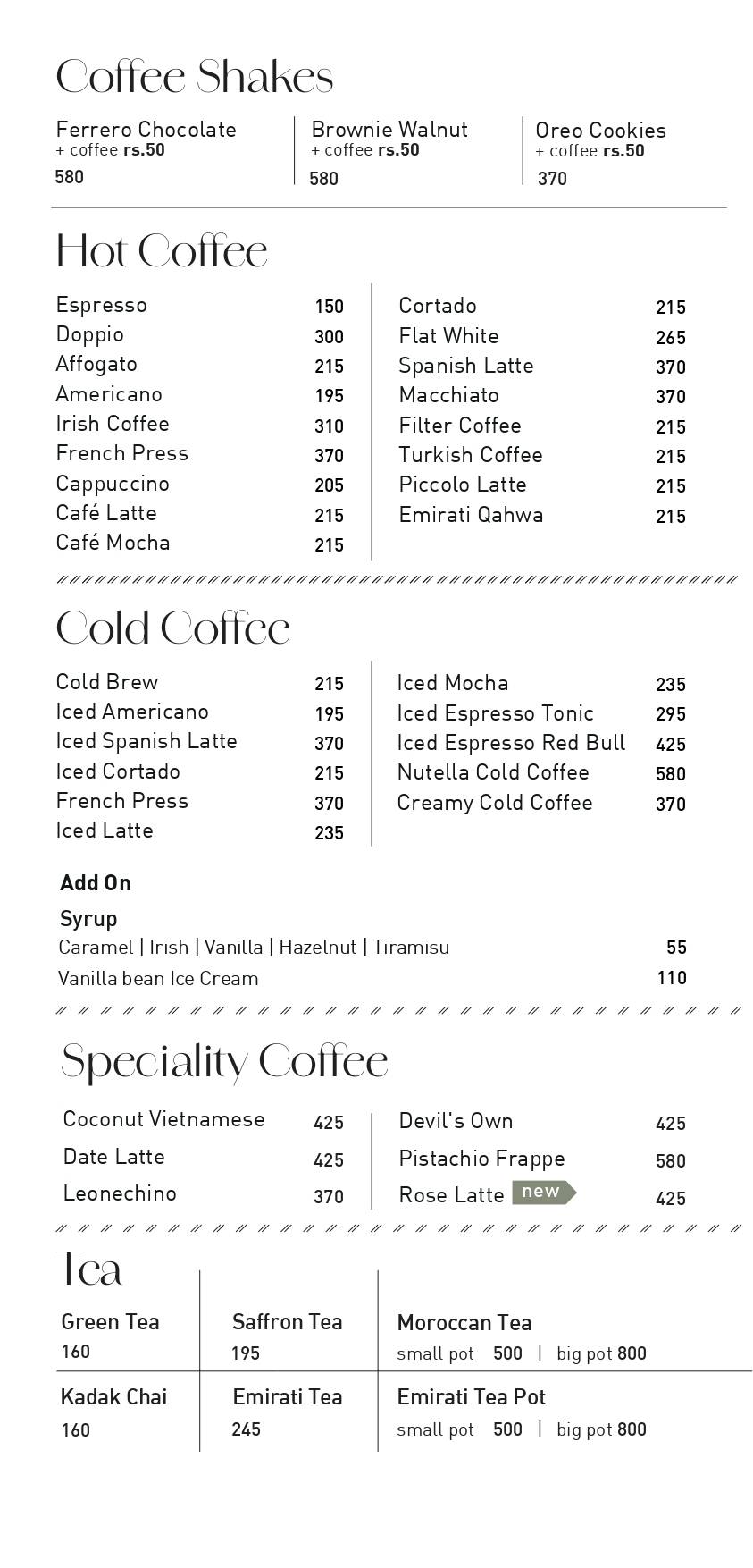 Menu at Zima, Mumbai, Off