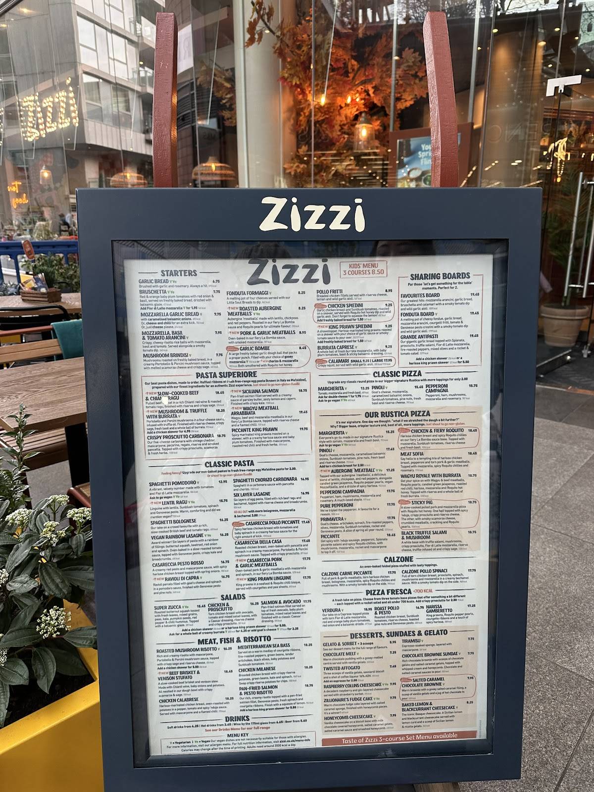 Menu at Zizzi - Victoria pizzeria, London, 15 Cardinal Walk