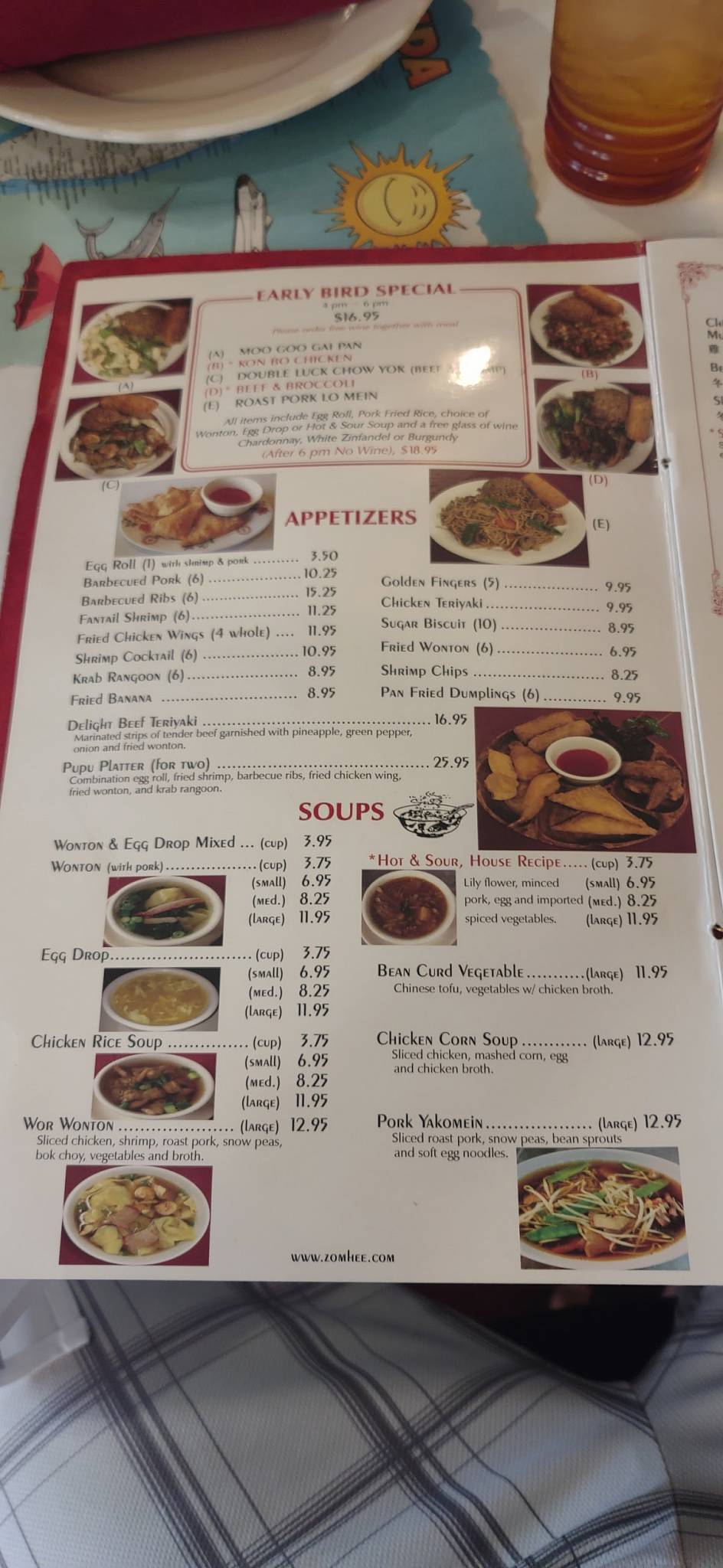 Menu at Zom Hee Chinese Restaurant, Seminole