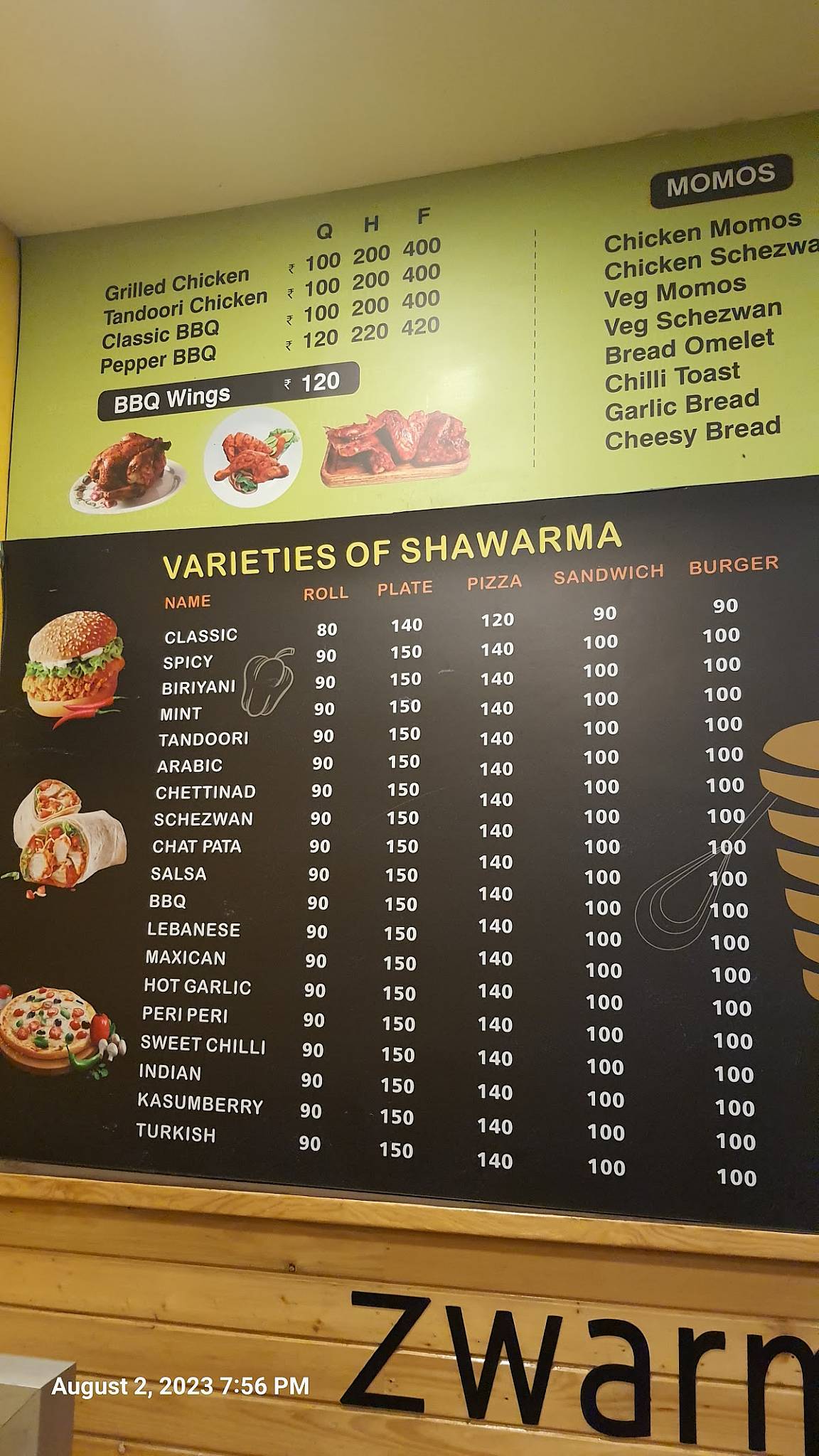Menu at Zwarma - THE SHAWARMA MAKERS, Chennai, 8/9