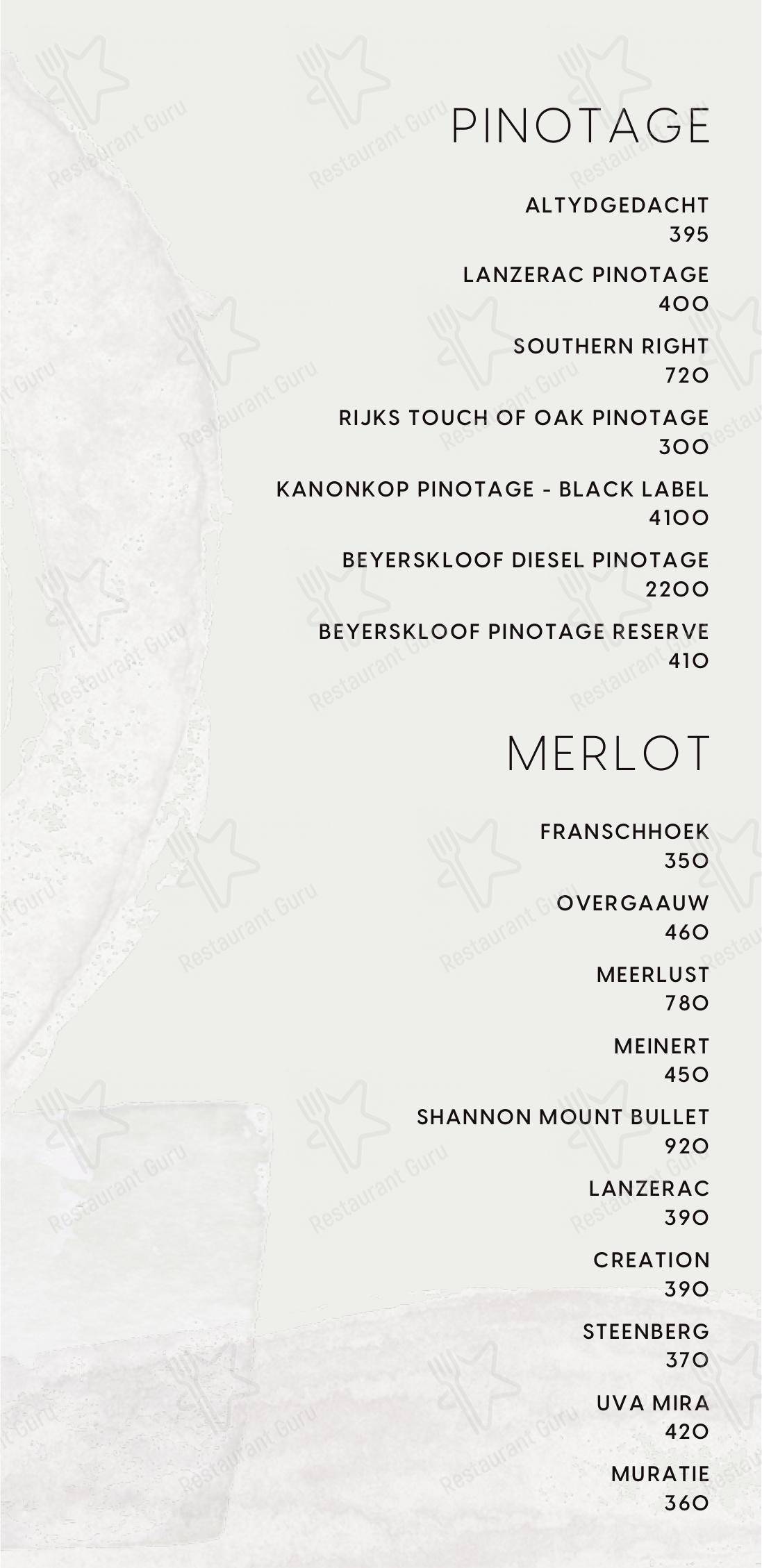 Menu at Solo Restaurant Sandton, Sandton