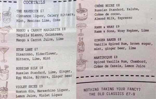 Menu at MAVERICK pub & bar, London