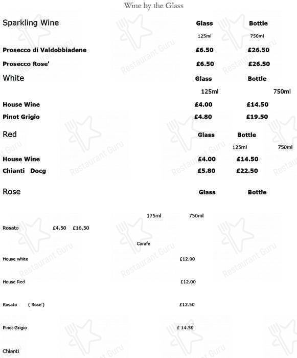 Menu at Osteria del Portico restaurant, London, 7a The Grn