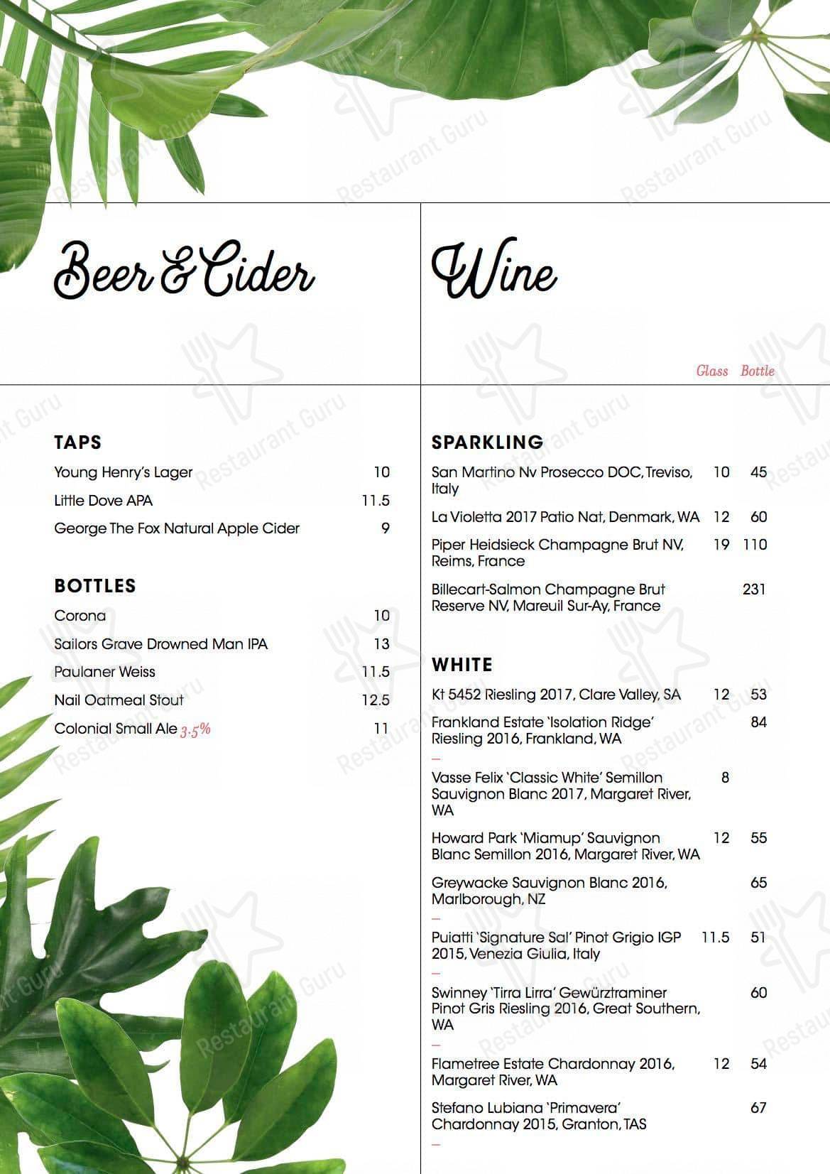 Menu at Henry Summer pub & bar, Northbridge