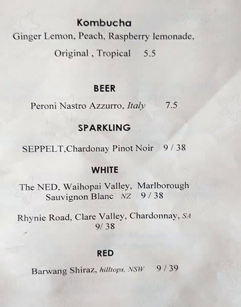 Menu at Snow Pony cafe, Deepdene