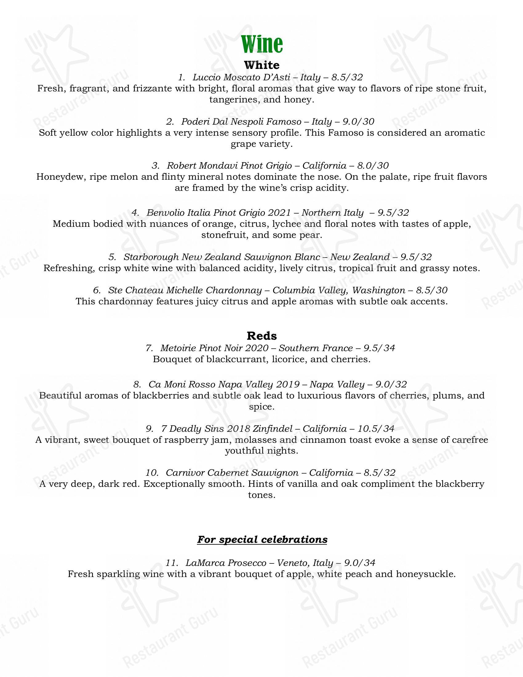 Carta de The Pines Pizza and Pub, Cedar Rapids