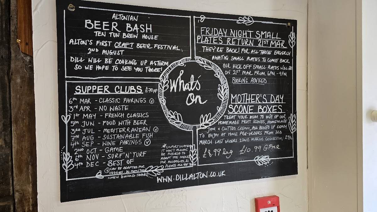Menu at dill restaurant, Alton