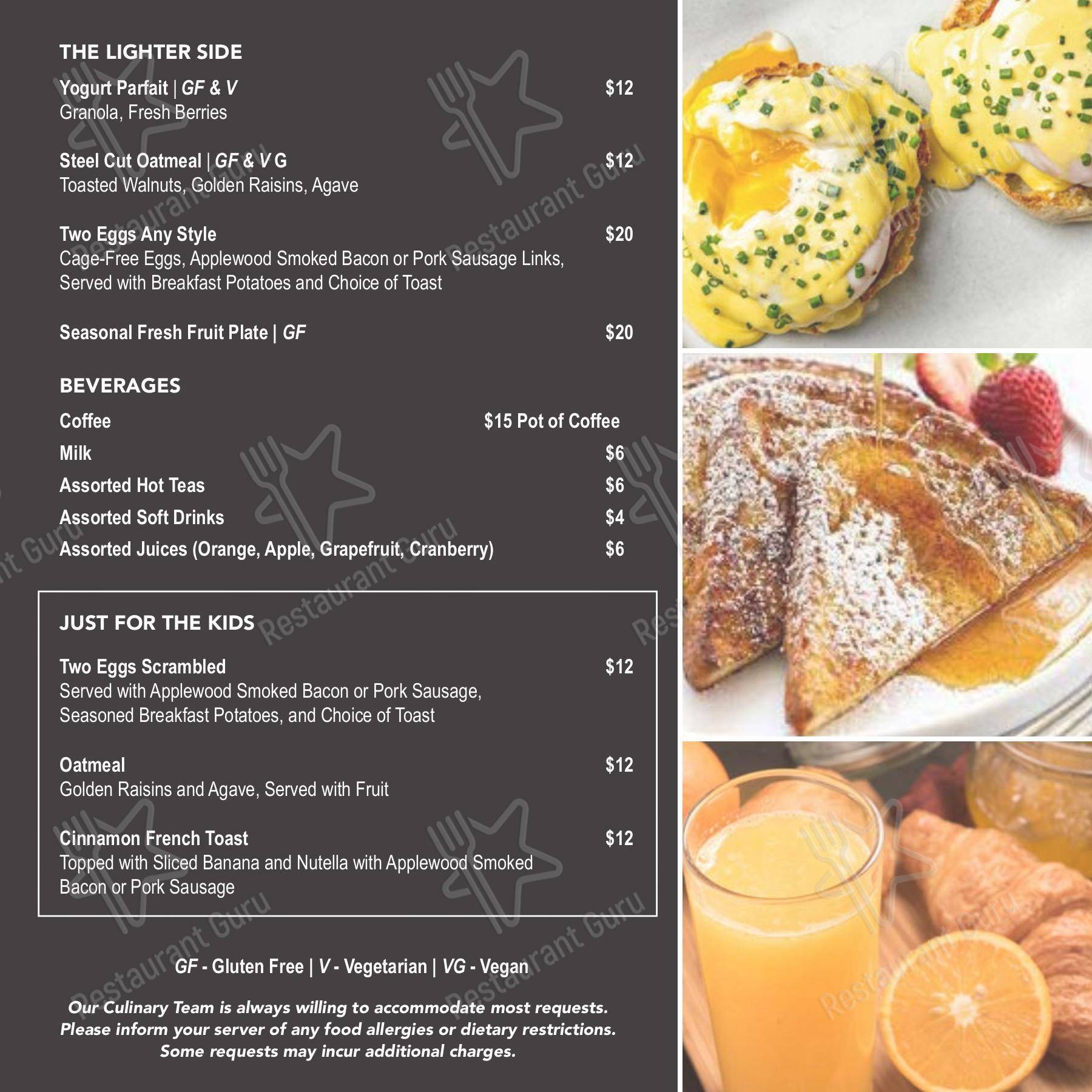 Menu at Mountain View Restaurant, Colorado Springs, Broadmoor Valley Rd