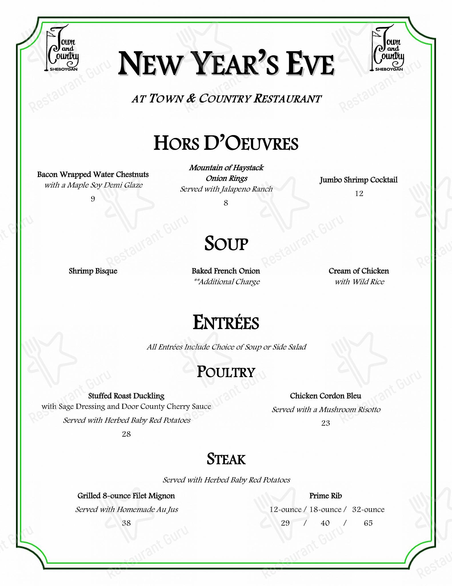 Menu at Miller's Glen Golf Course pizzeria, Howards Grove