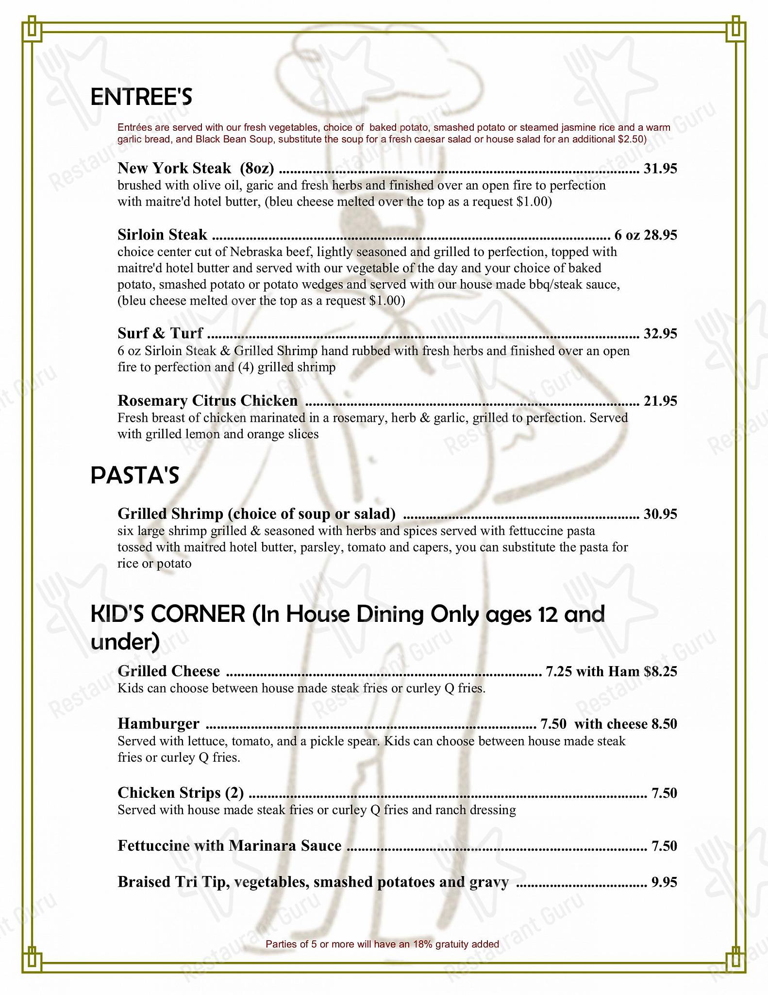 Menu at Hampton Inn, Kayenta