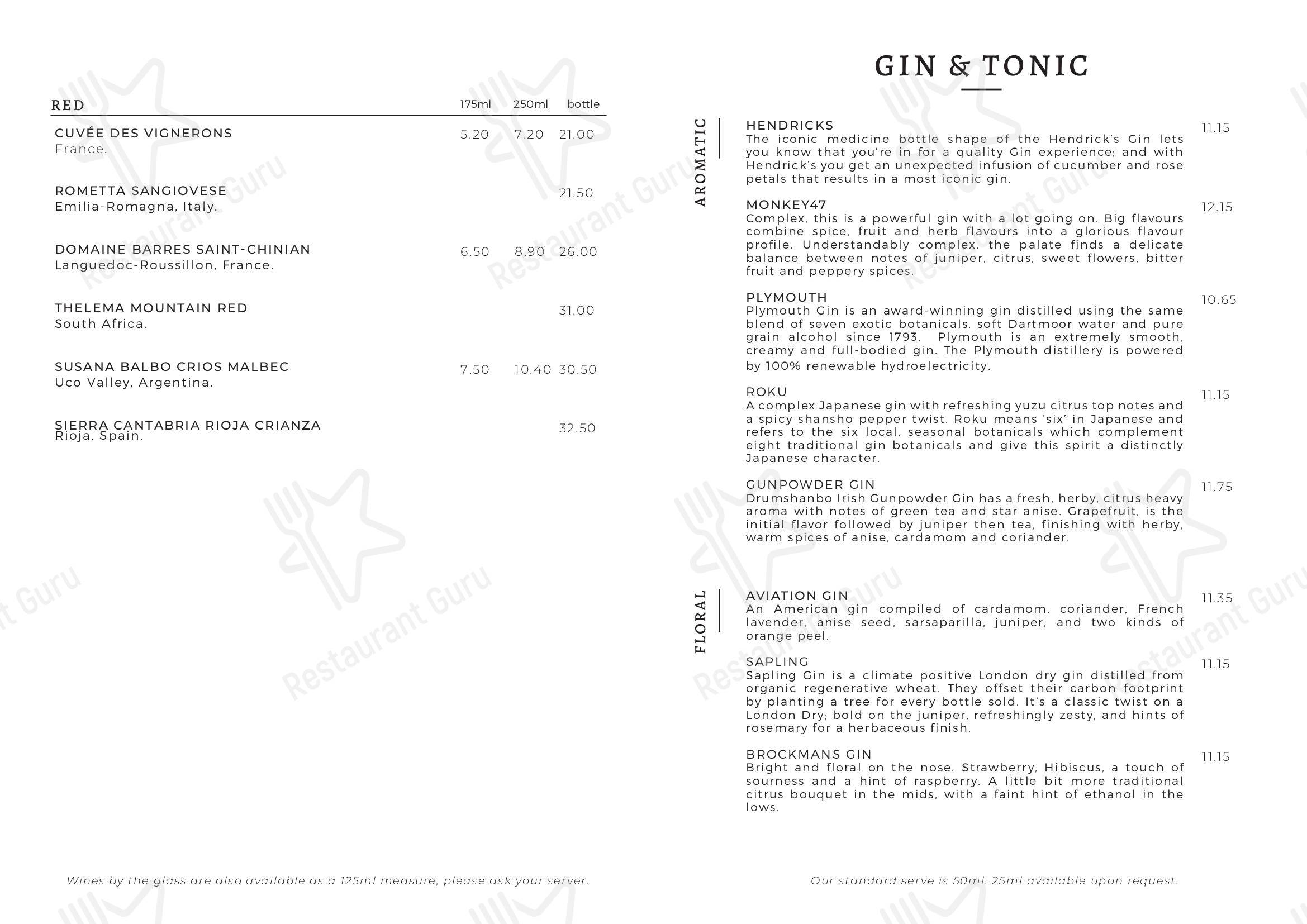 Menu at Red Lion (Hotel) pub & bar, Cambridge, 27 High St
