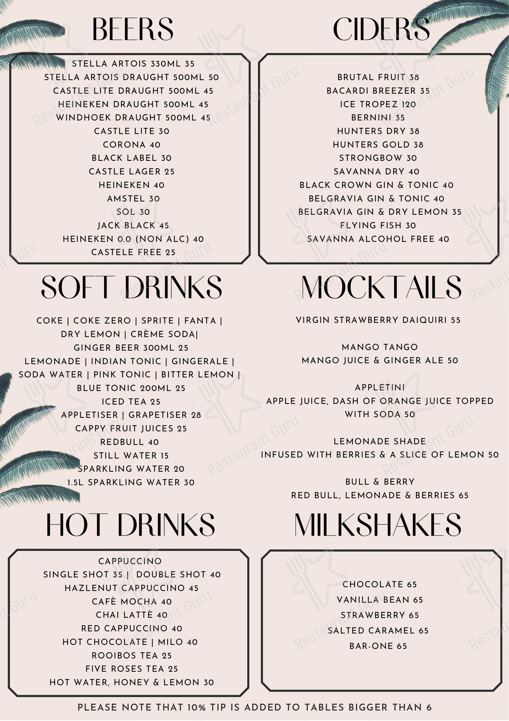 Menu at The Ivory Eatery restaurant, Mthatha