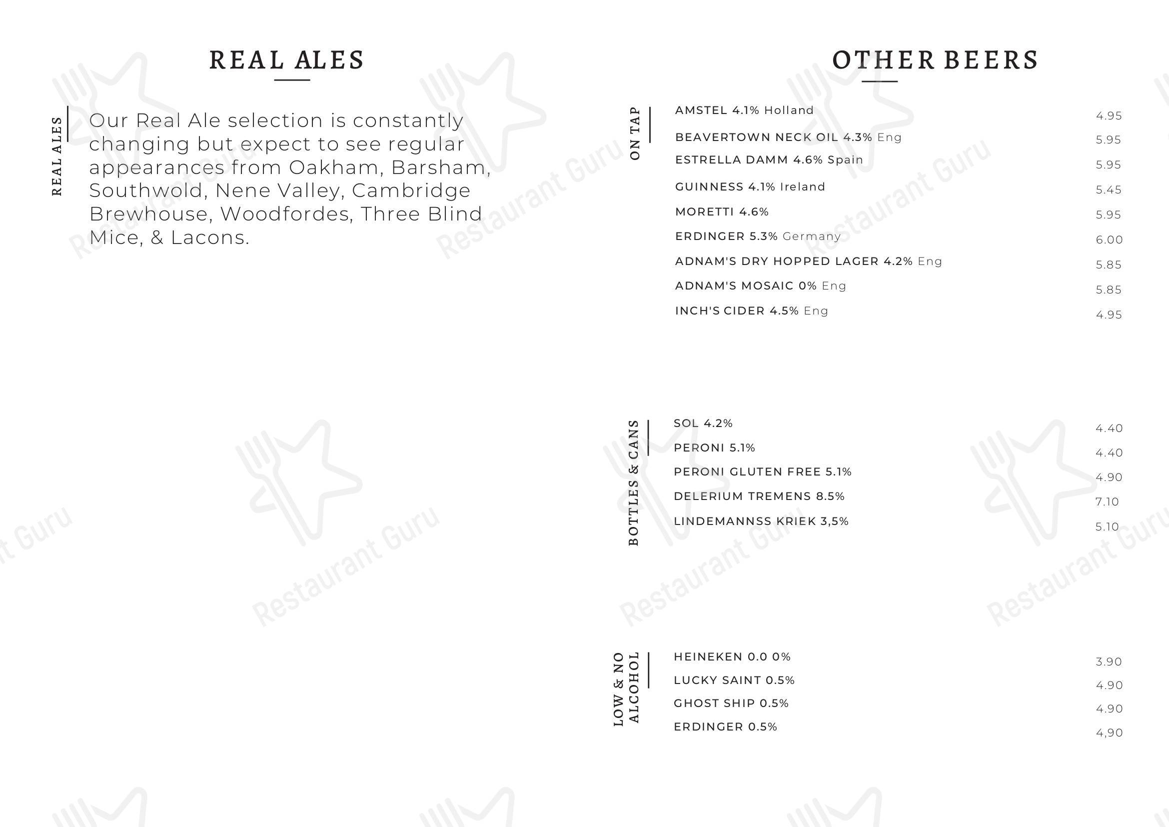 Menu at Red Lion (Hotel) pub & bar, Cambridge, 27 High St