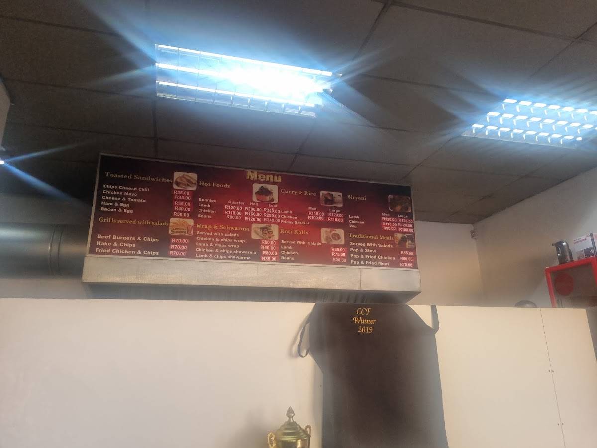 Menu at eden-foods restaurant, Johannesburg