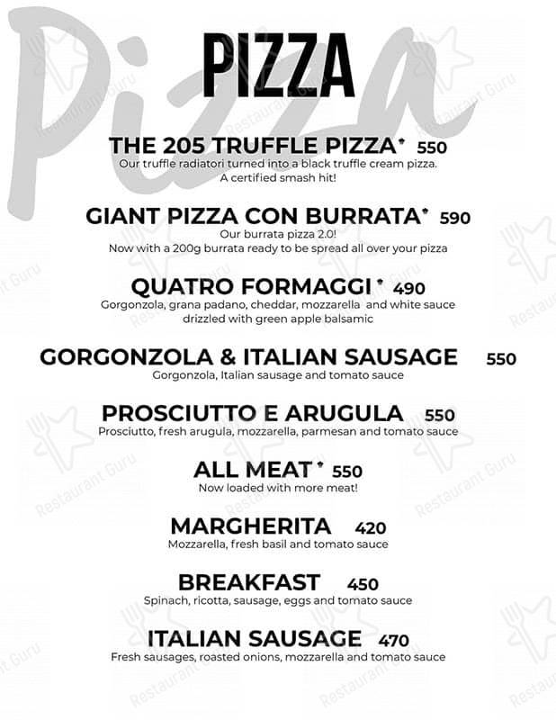 Menu at 205 BGC restaurant, Taguig
